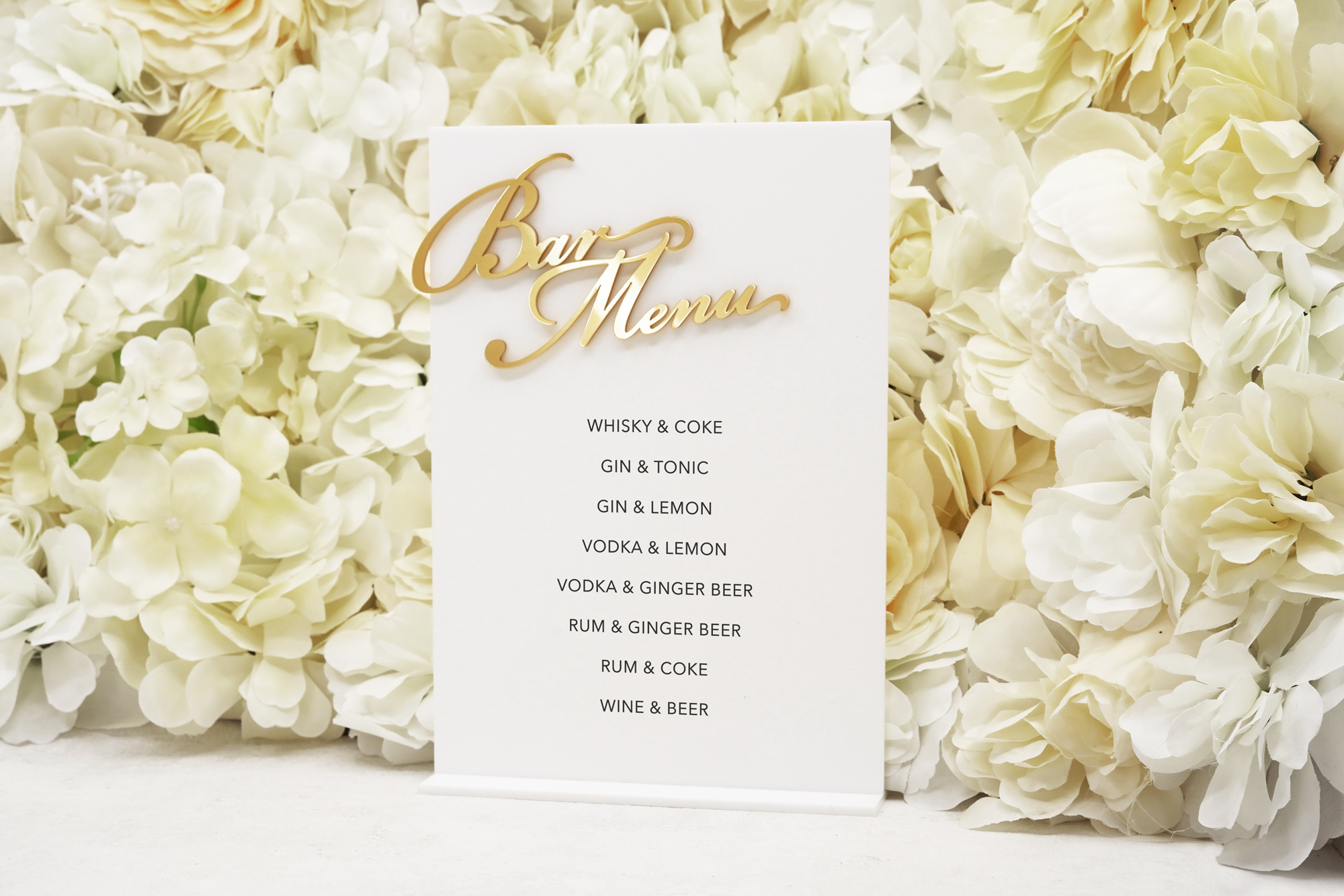 A5 3D menu skilt med fremhævet overskrift