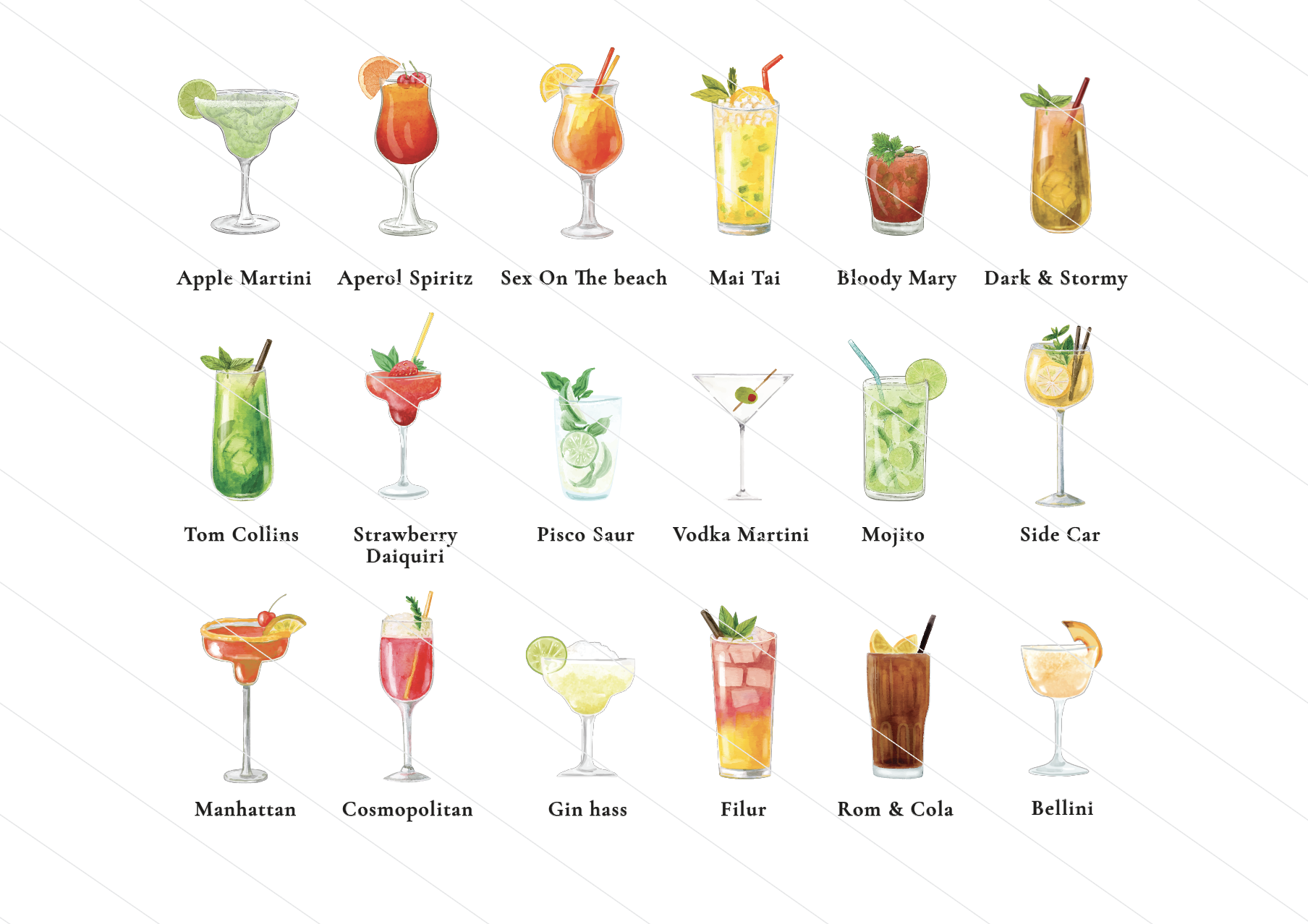 Cocktails skilt, Drinks › Menukort & drinkskort › Drinksskilte i akryl ...