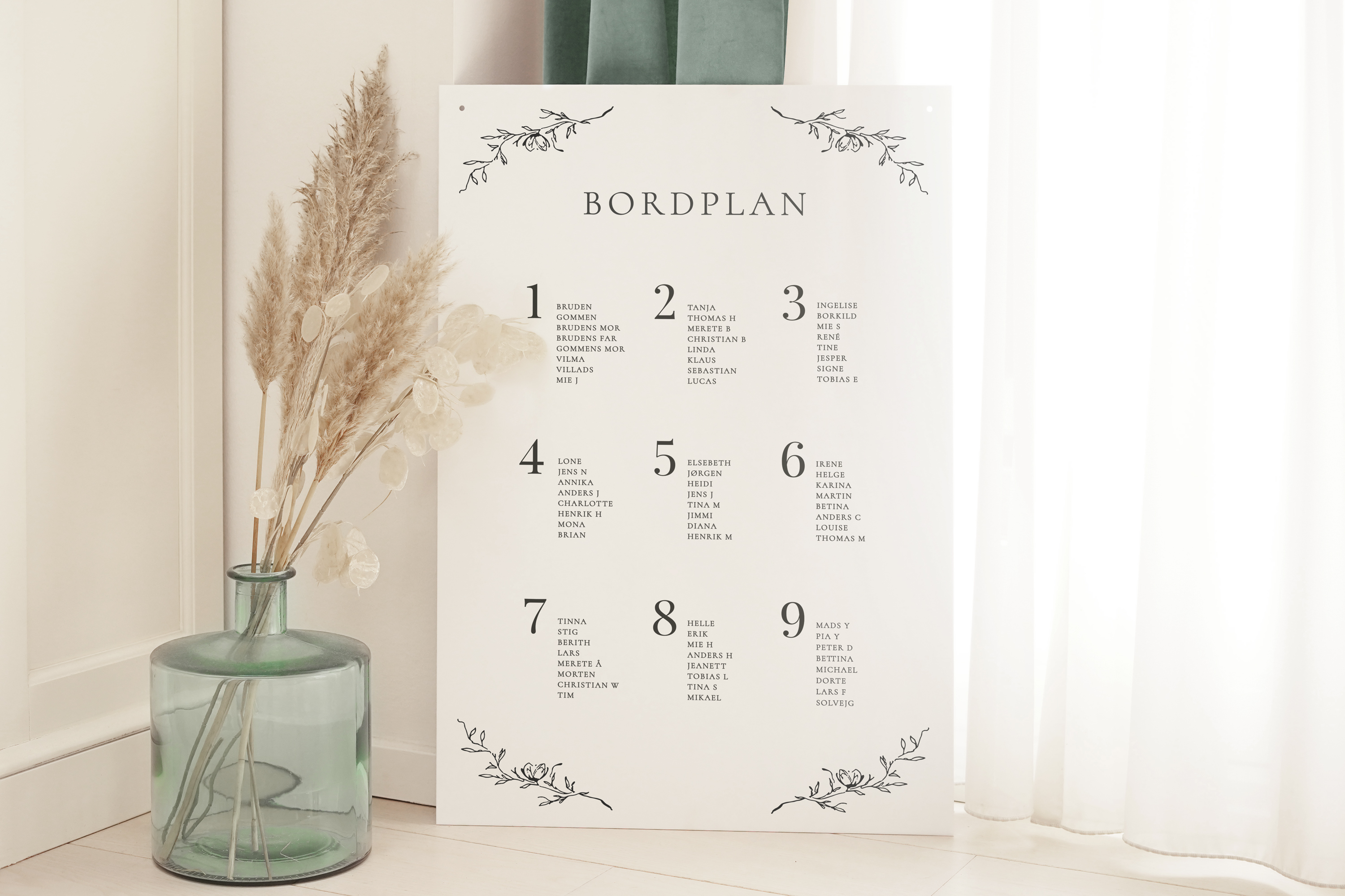 B2 Bordplan med stokroser - Malvarosa · LUMEN