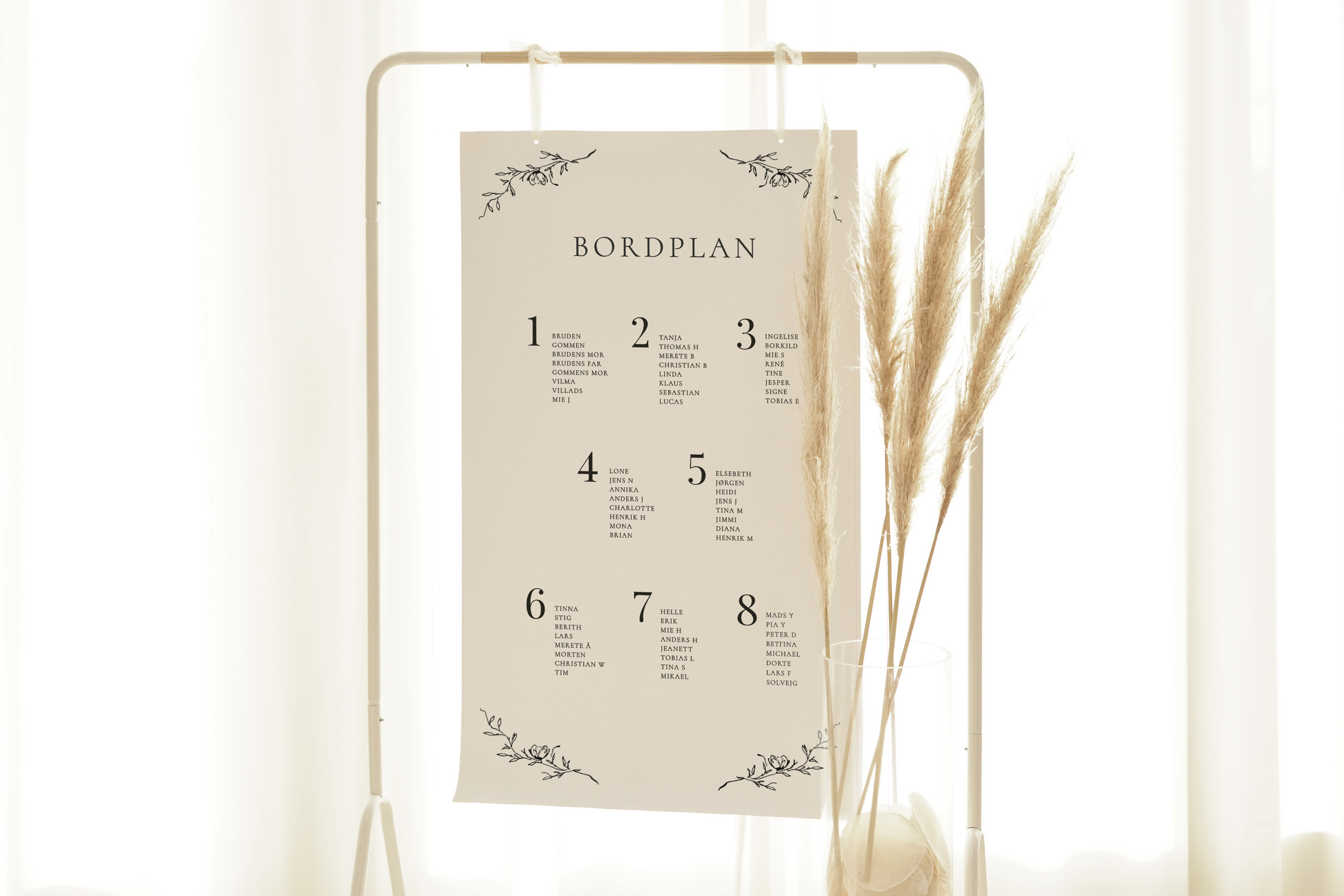 Bordplan af stoflærred med stokkeroser - Malvarosa