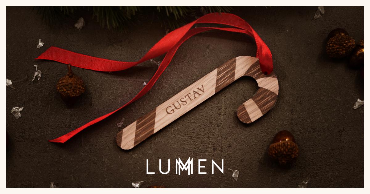 Stor jule slikstok med navn · LUMEN